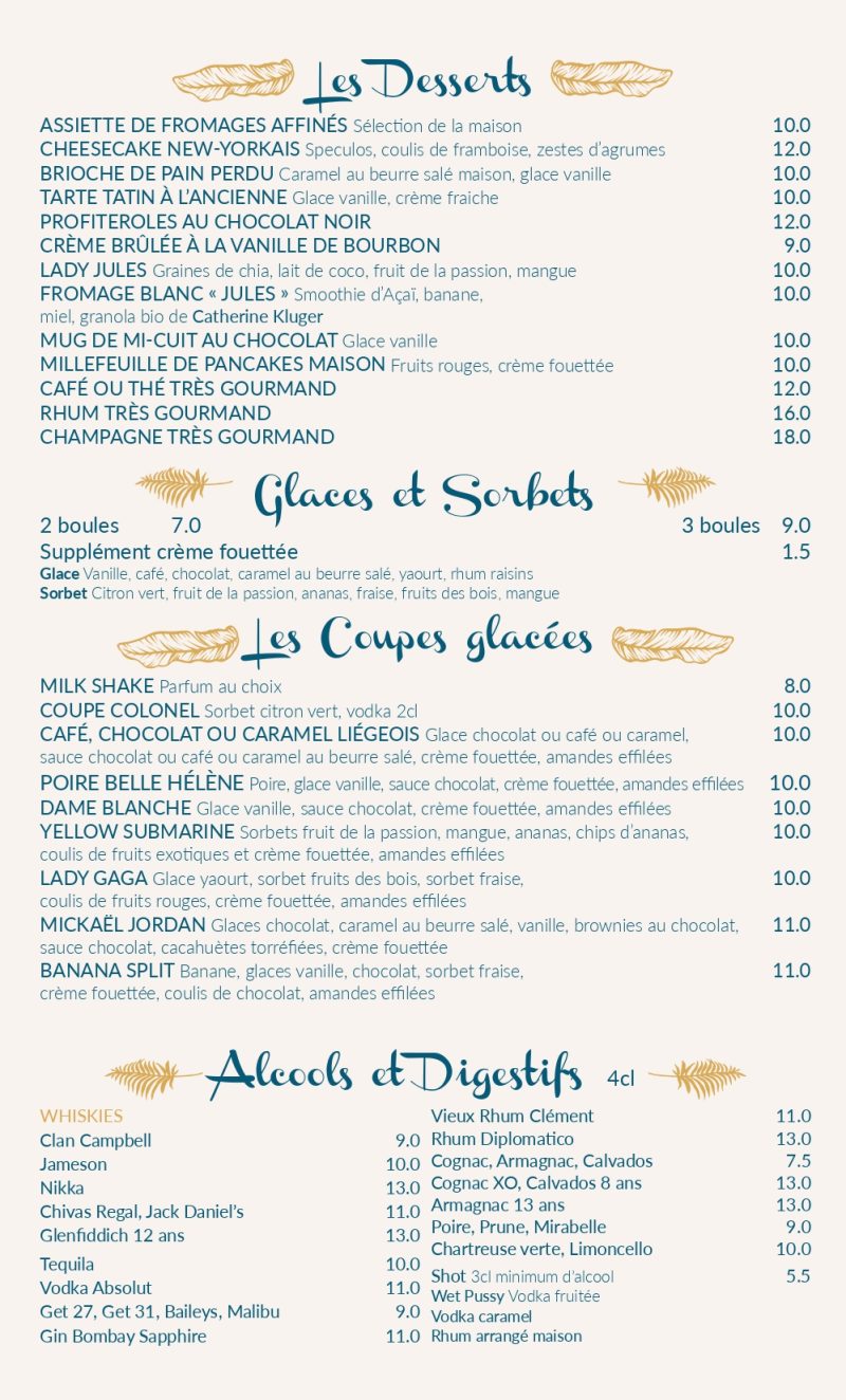 La carte – cafe jules paris